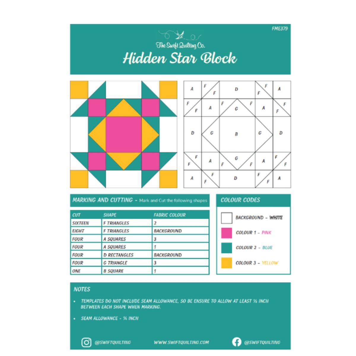 Swift Quilting Company Hidden Star Block Instructions | SewingStreet