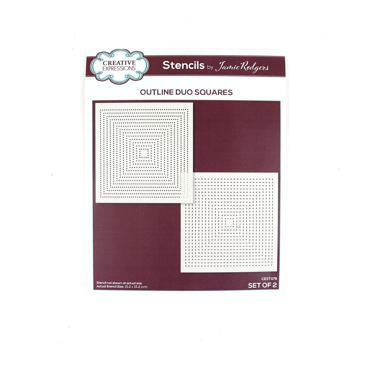 Creative Expressions Jamie Rodgers Outline Duo Stencils Squares Set of ...