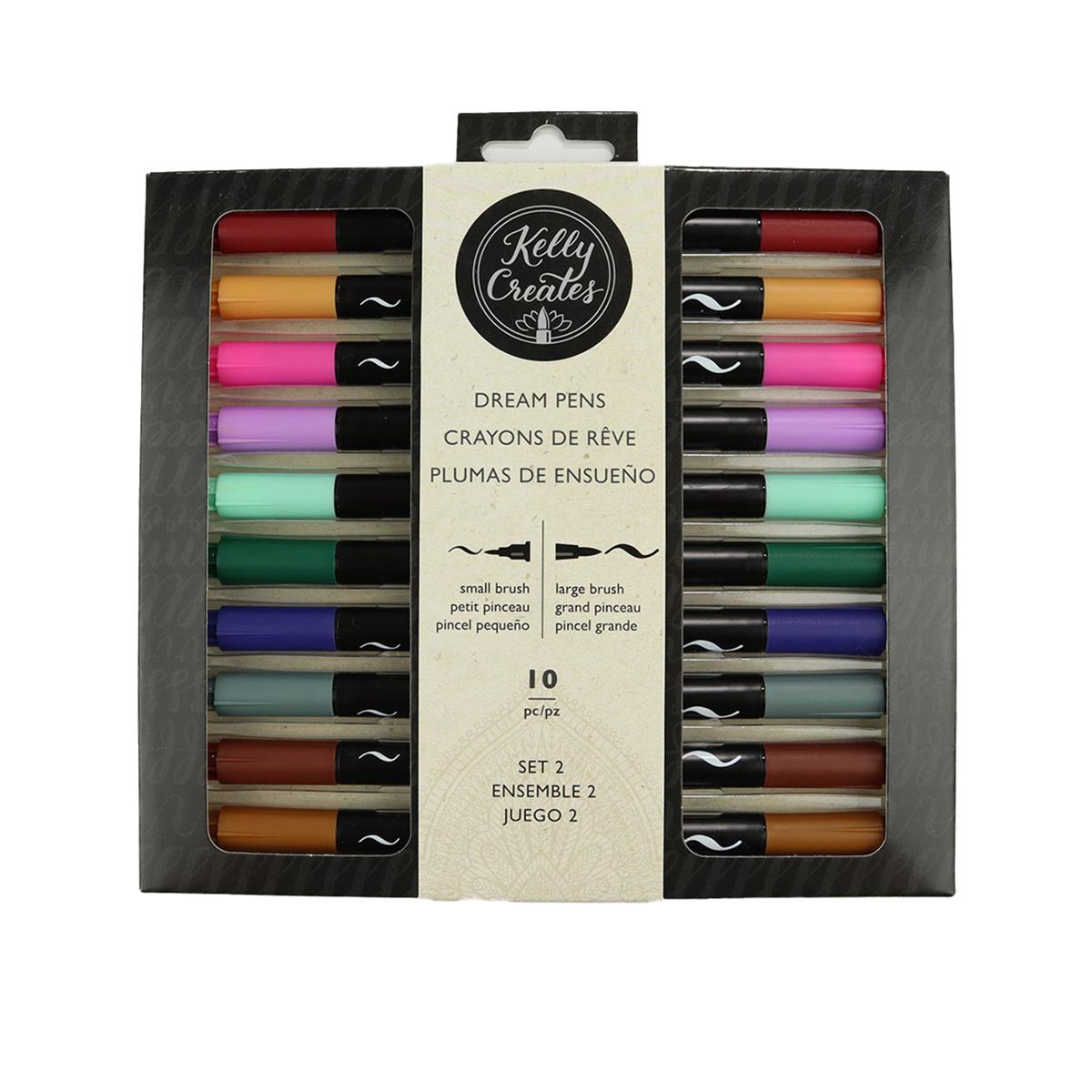 Kelly Creates Dream Pens Set - 10 Pens, Small Brush & Large Brush ...