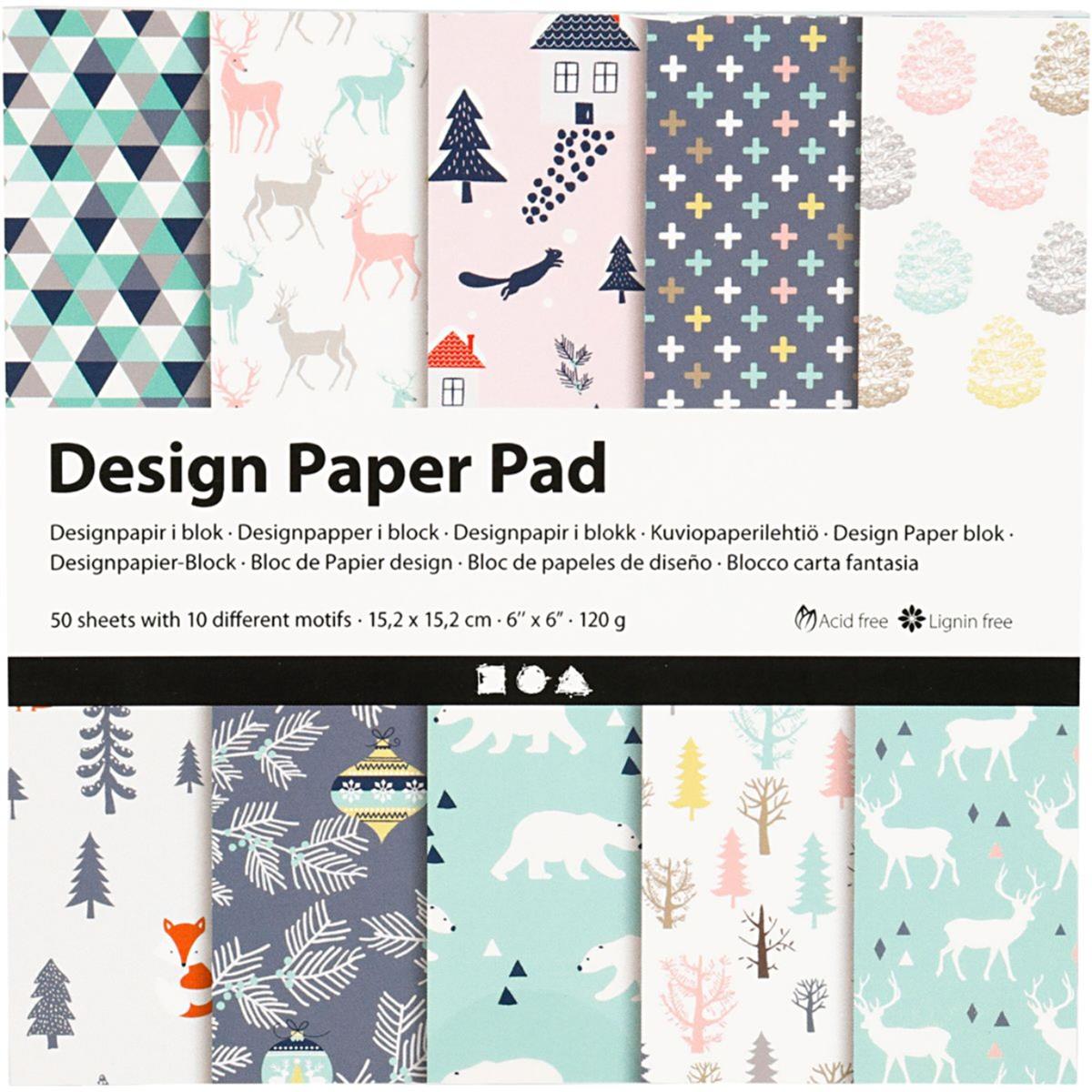 Design Paper Pad, light green, rose, white, 15,2x15,2 cm, 120 g, 50 ...