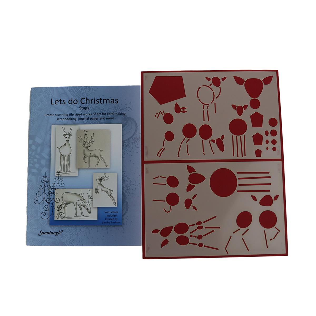Sanntangle-Lets Do Christmas Stags, Stencil and Instructions | HobbyMaker