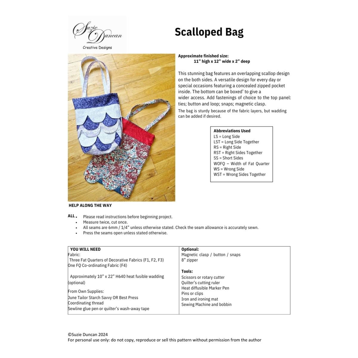 Suzie Duncan's Scalloped Bag Instructions | SewingStreet