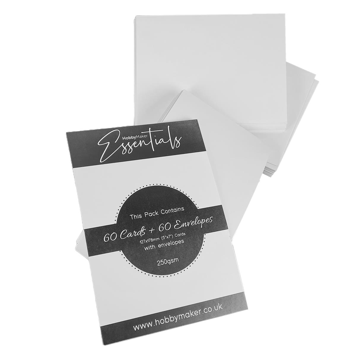 Hobby Maker Essentials - 60 x 7x5'' Creased Cards, 250gsm & Envelopes ...
