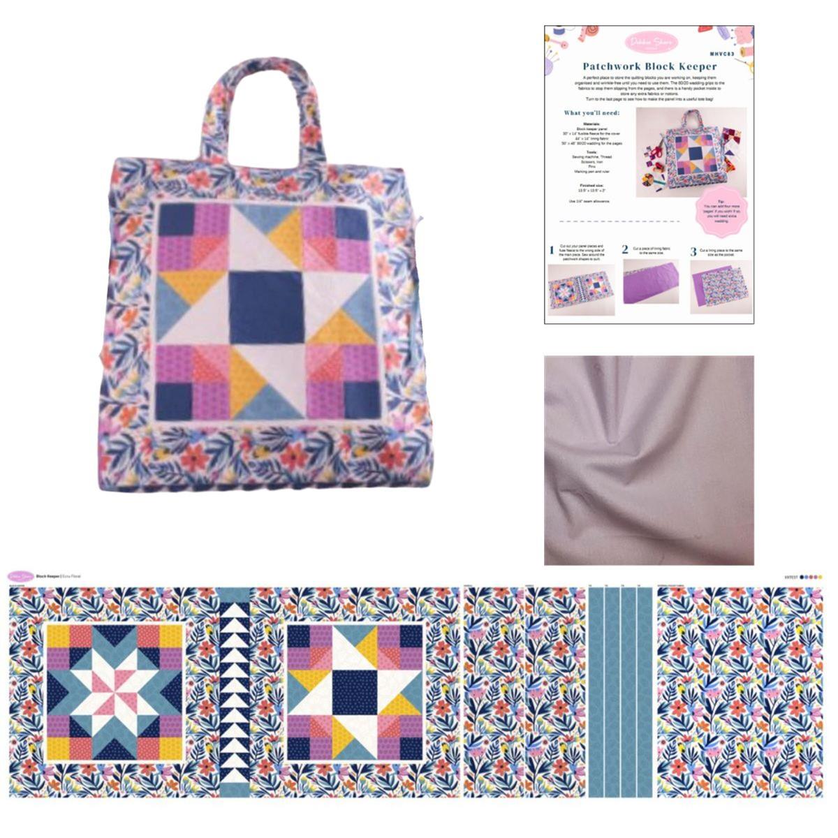 Debbie Shore Lilac & Ecru Block Keeper Kit: Instructions, Fabric Panel (140cm x 42cm) & Fabric 0 ...