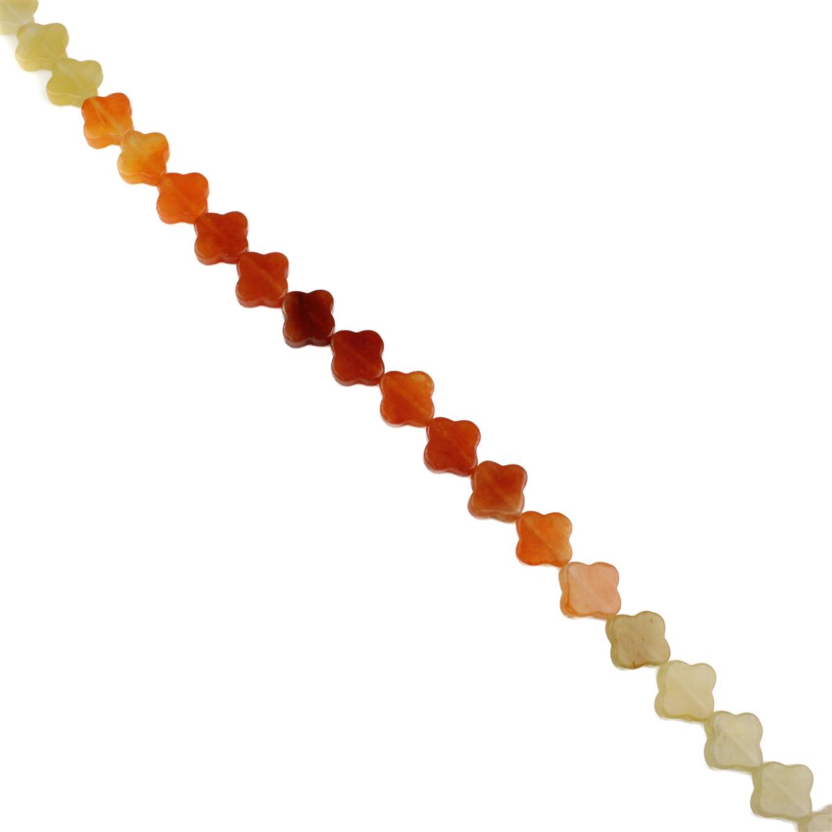 150cts Ombre Golden Silk Quartzite Jade Clovers, 12-13mm, 37cm Strand ...