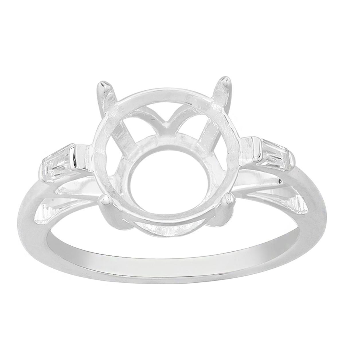 925 Sterling Silver Ring Mount With Zircon Shoulders (To Fit 10x10mm ...