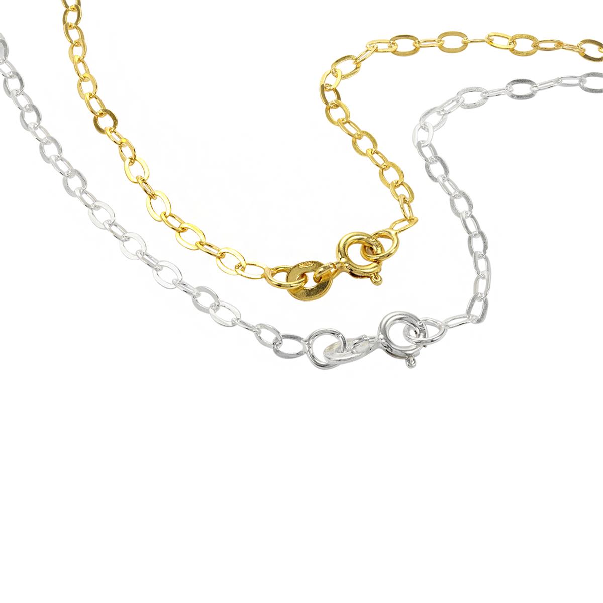 925 Sterling Silver Flat Rolo Chain, Approx 18 | JewelleryMaker