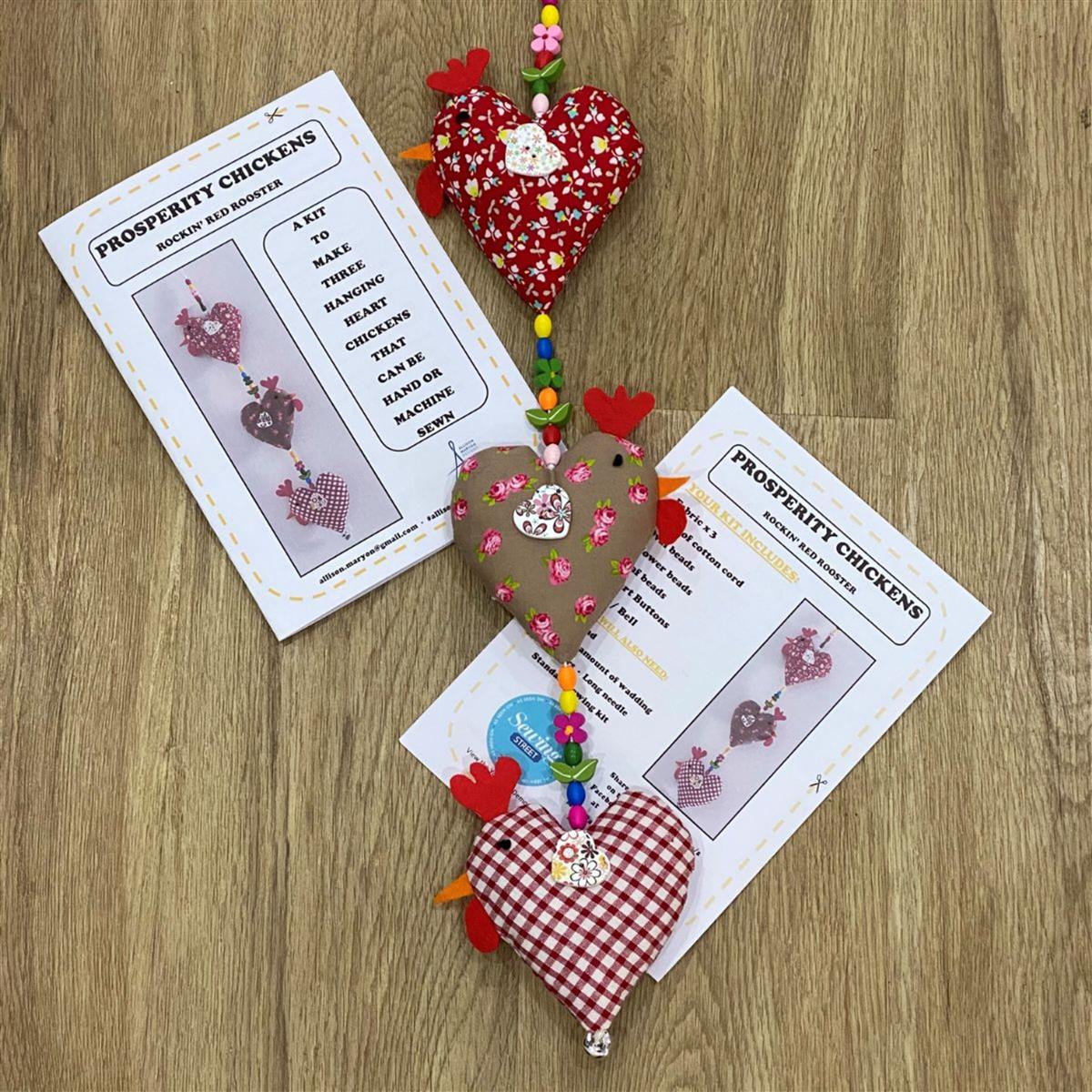 Allison Maryons Rockin Red Rooster Prosperity Chickens Kit | SewingStreet