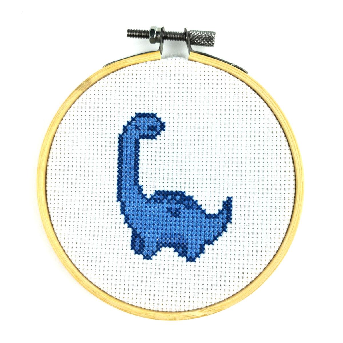 Dippy Dino Cross Stitch Kit, 4 inch counted cross stitch kit- includes ...