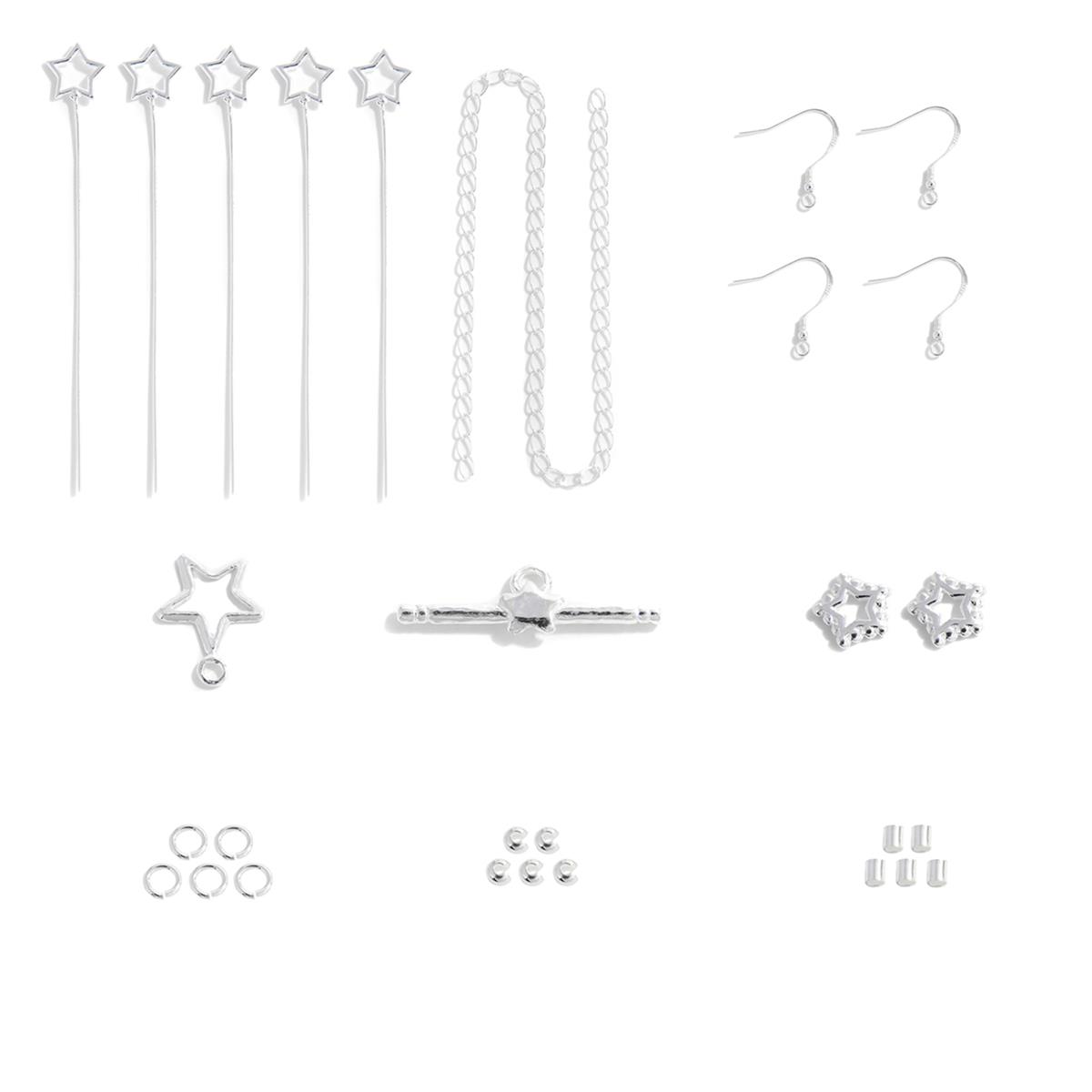 925 Sterling Silver Star Theme Findings Pack- 26pcs | JewelleryMaker