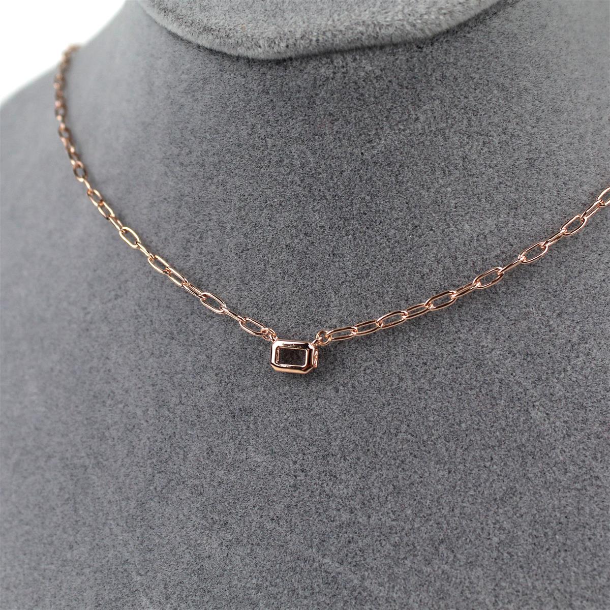 Rose Gold Plated 925 Sterling Silver Tab Set Octagon Necklace for 5x3 ...