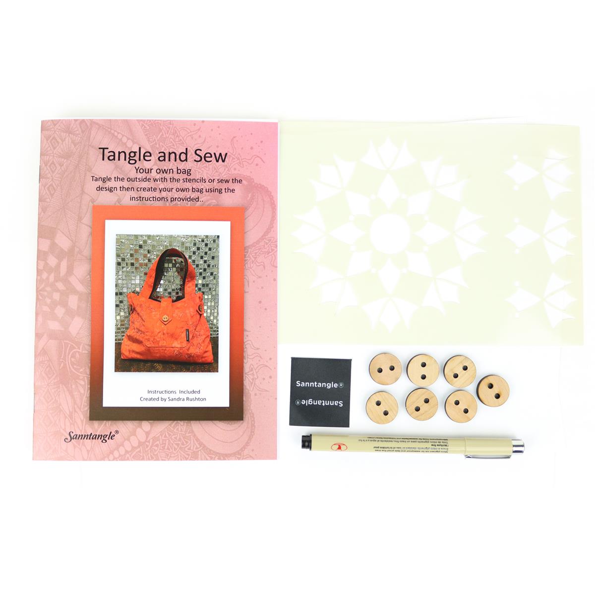 Sanntangle Bag Instructions plus Stencils, MDF Buttons, Pen & Pattern ...