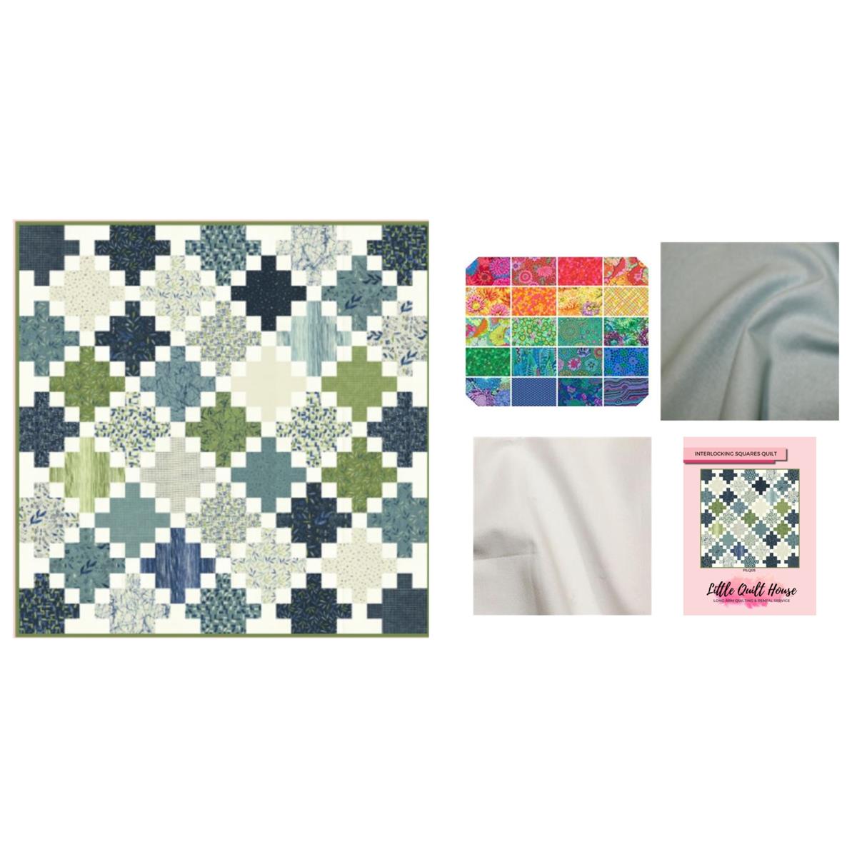 Amanda Little's Rainbow Interlocking Square Quilt Kit: Instructions, Charm Pack & Fabric (1.5m ...