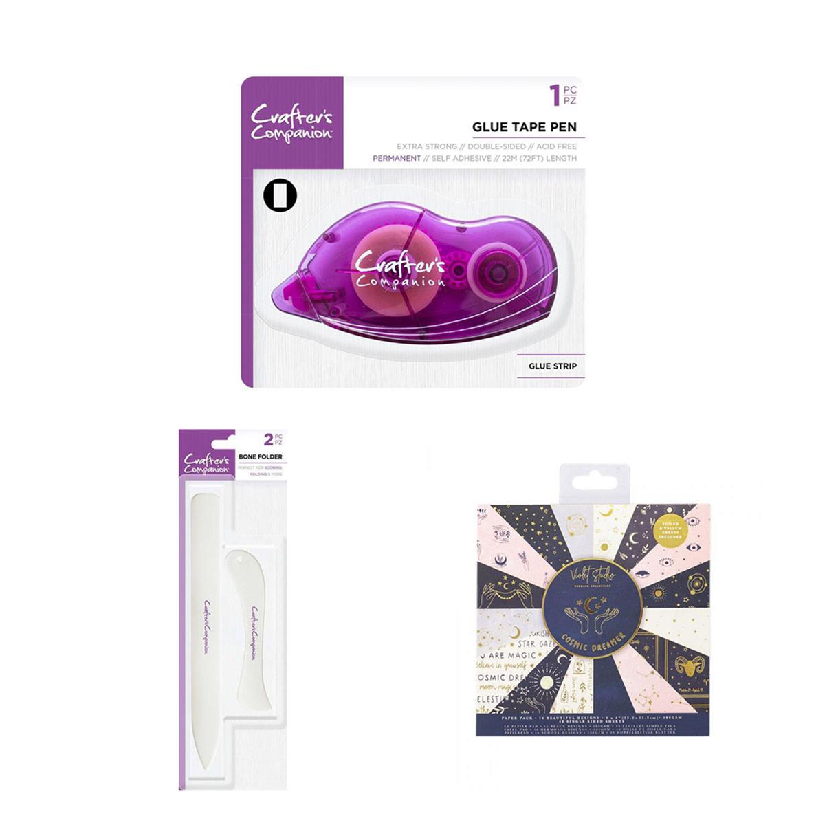 Crafter's Companion Bone Folder, Tape Pen & Violet Studios Cosmic ...
