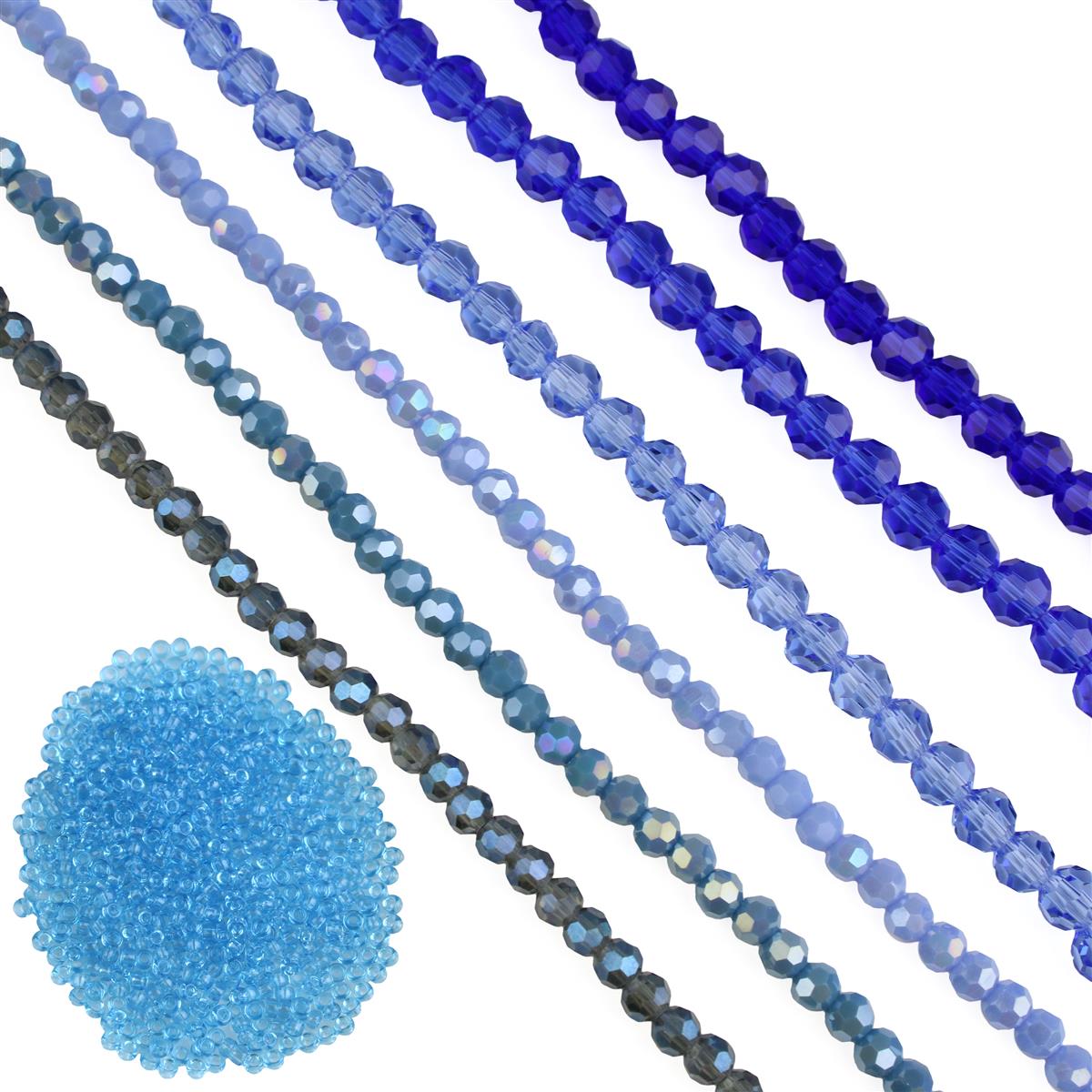 Blue, Glass Faceted Rounds & Light Blue Seed Bead Project With ...