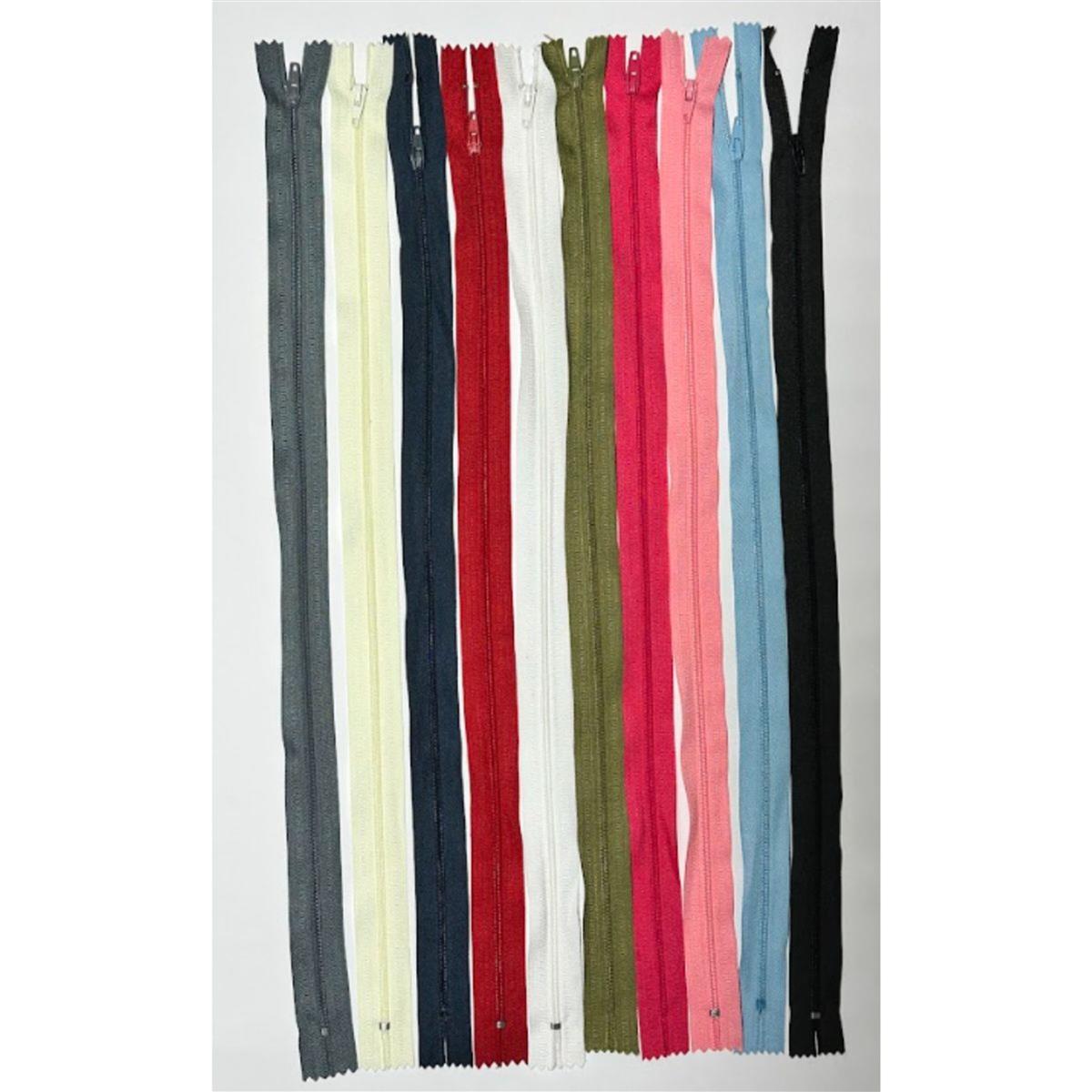 Handmade by Hayley Multi Colour Zip Pack set of 10 Zips (colours may ...