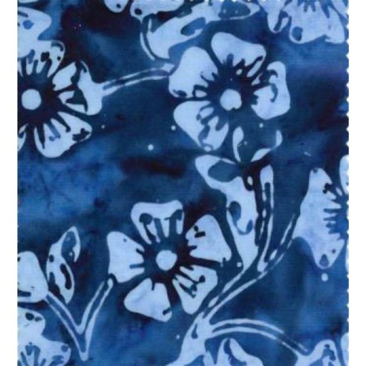 Bali Batik Floral Blue Delight Fabric 0.5m | SewingStreet
