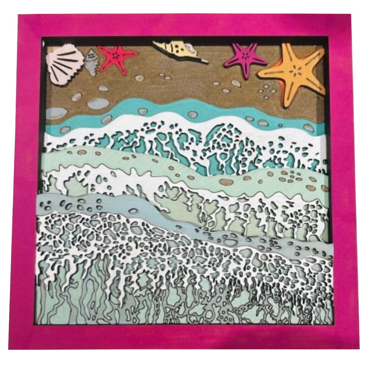 GlitzCraft - MDF Layered Wave & Beach Frame | HobbyMaker