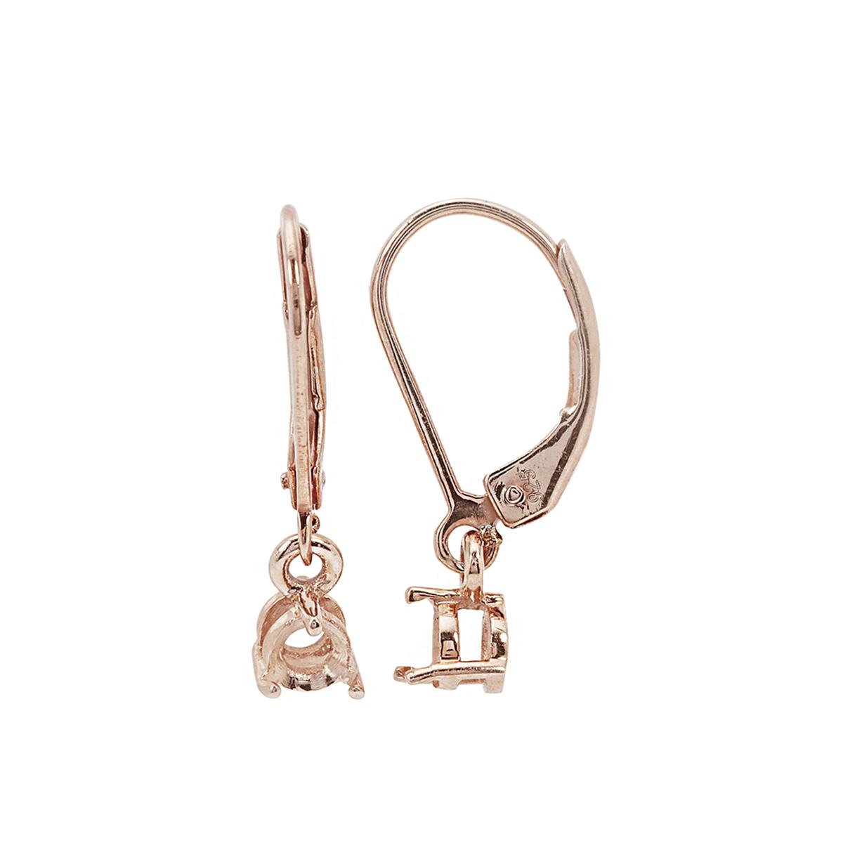 Rose Gold Plated 925 Sterling Silver Round Earring Mounts (To fit 4mm ...