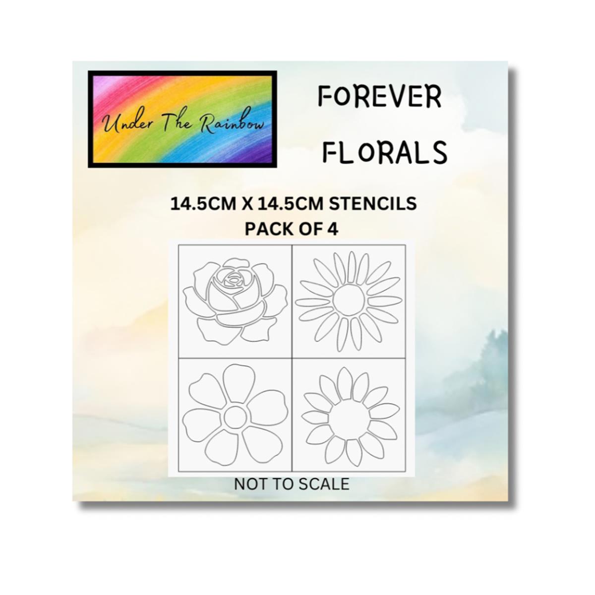 Under The Rainbow- Pack of 4 Floral Stencils | HobbyMaker