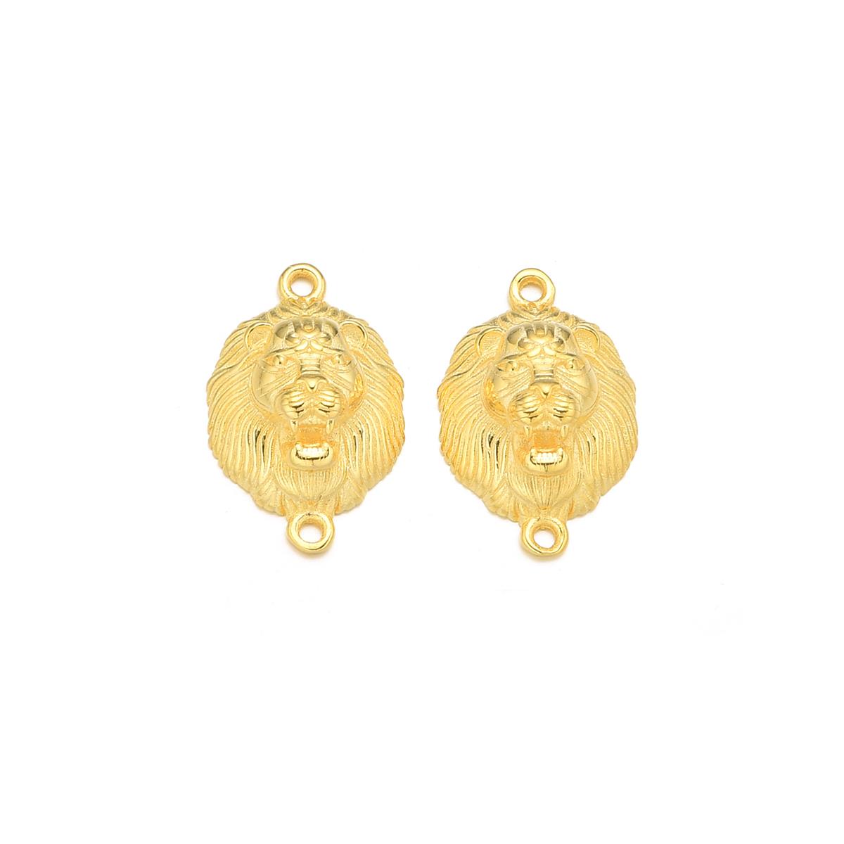 Gold plated 925 Sterling Silver Lion Connector, 18mm, 2pcs | JewelleryMaker