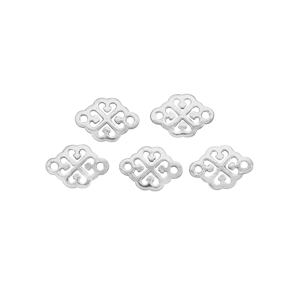 925 Sterling Silver Four Hearts Filigree Connector Approx 8 x 12mm Pack Of 5pcs | JewelleryMaker
