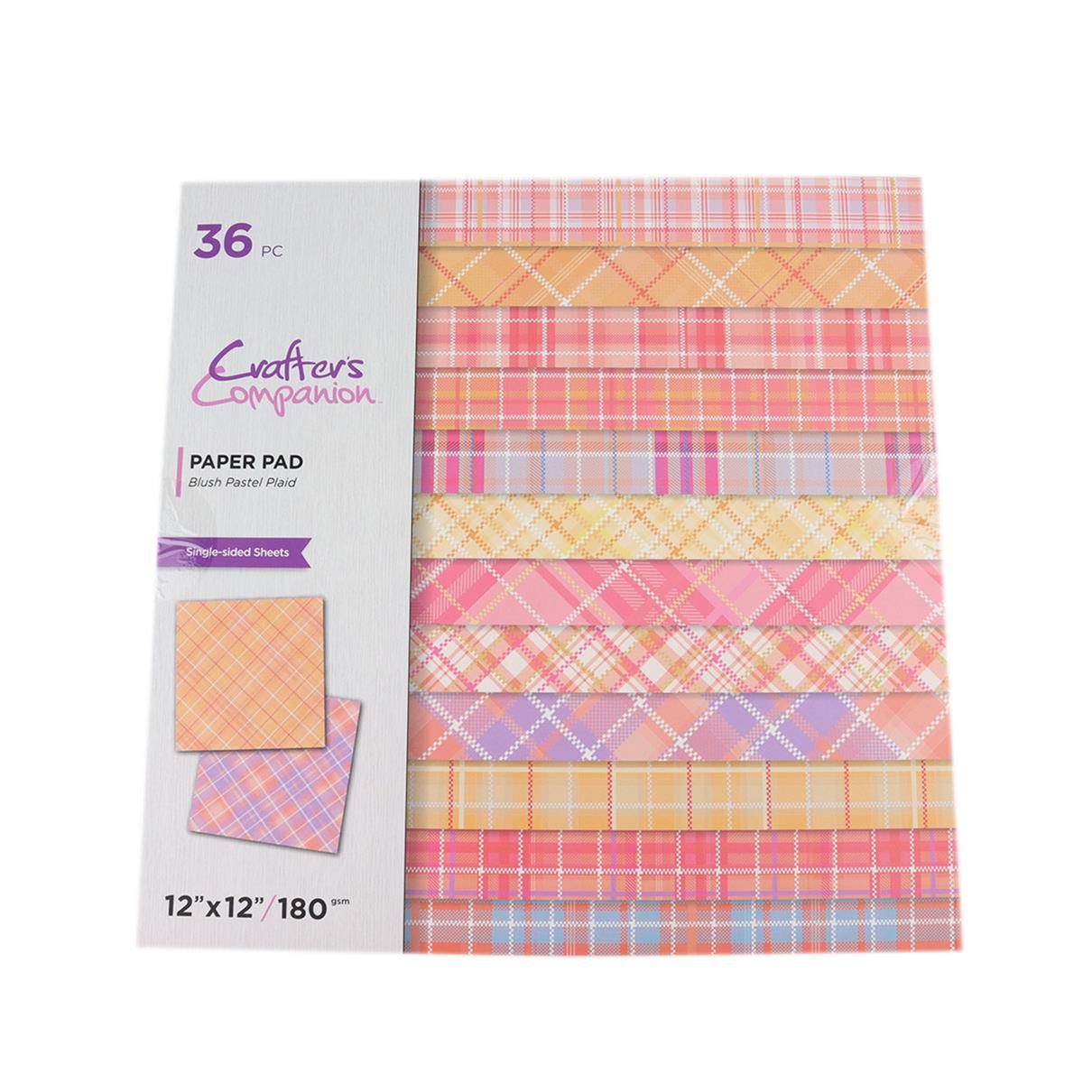 Brand New Crafters Companion 12x12'' Paper Pad, Blush Pastel Plaid, 12 ...