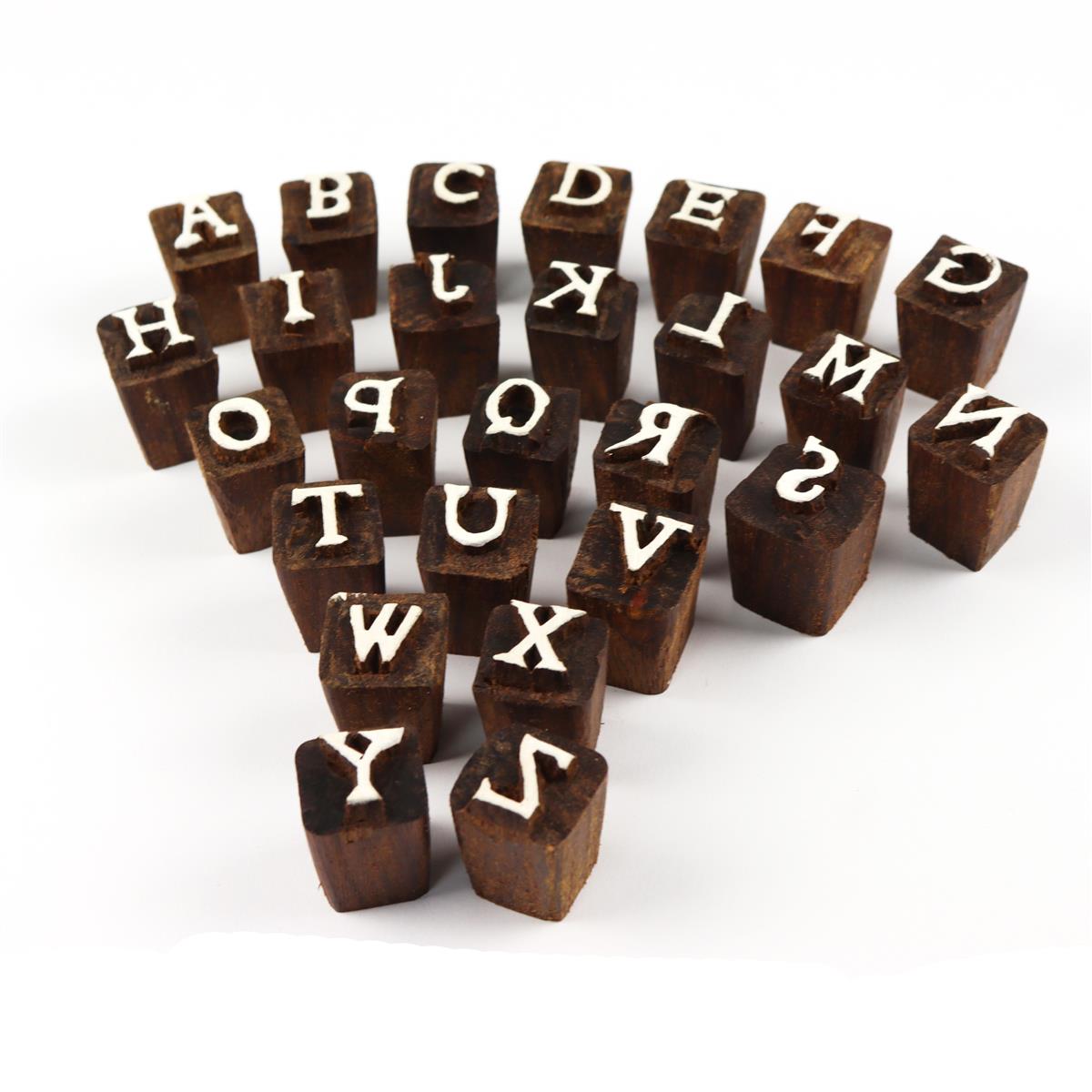 Dispatched from 21st August - Alphabets Wood Block Set, Hand Carved ...