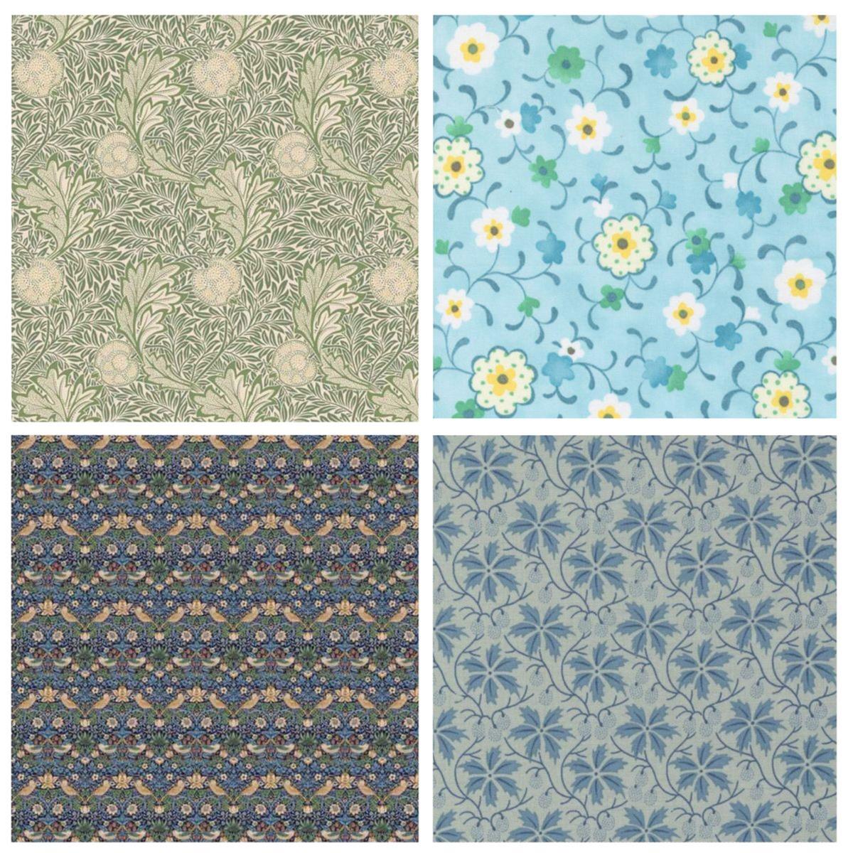 William Morris & Moda Blue FQ Bundle (4pcs) | SewingStreet