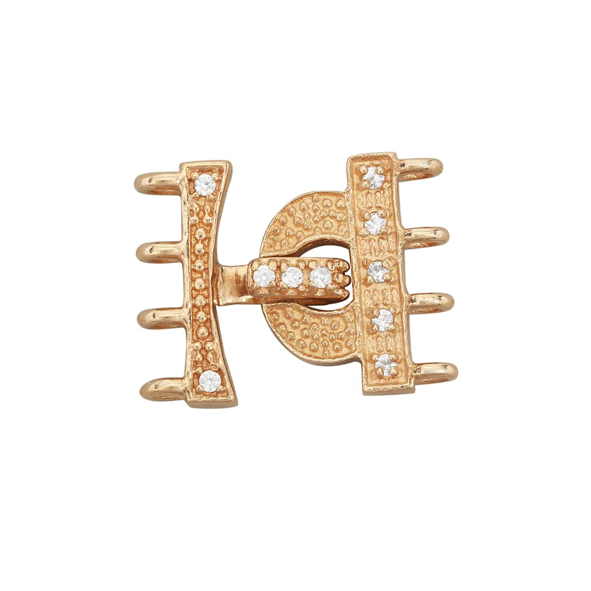 Rose Gold 925 Sterling Silver Pave Set Gemstone Clasp 20x13mm White ...