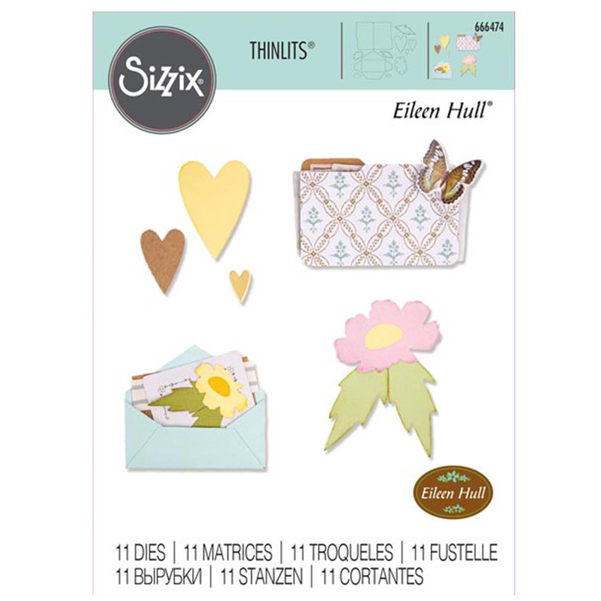 Sizzix® Thinlits® Die Set 11PK - Envelope, Folder & Flowers by Eileen Hull® | HobbyMaker