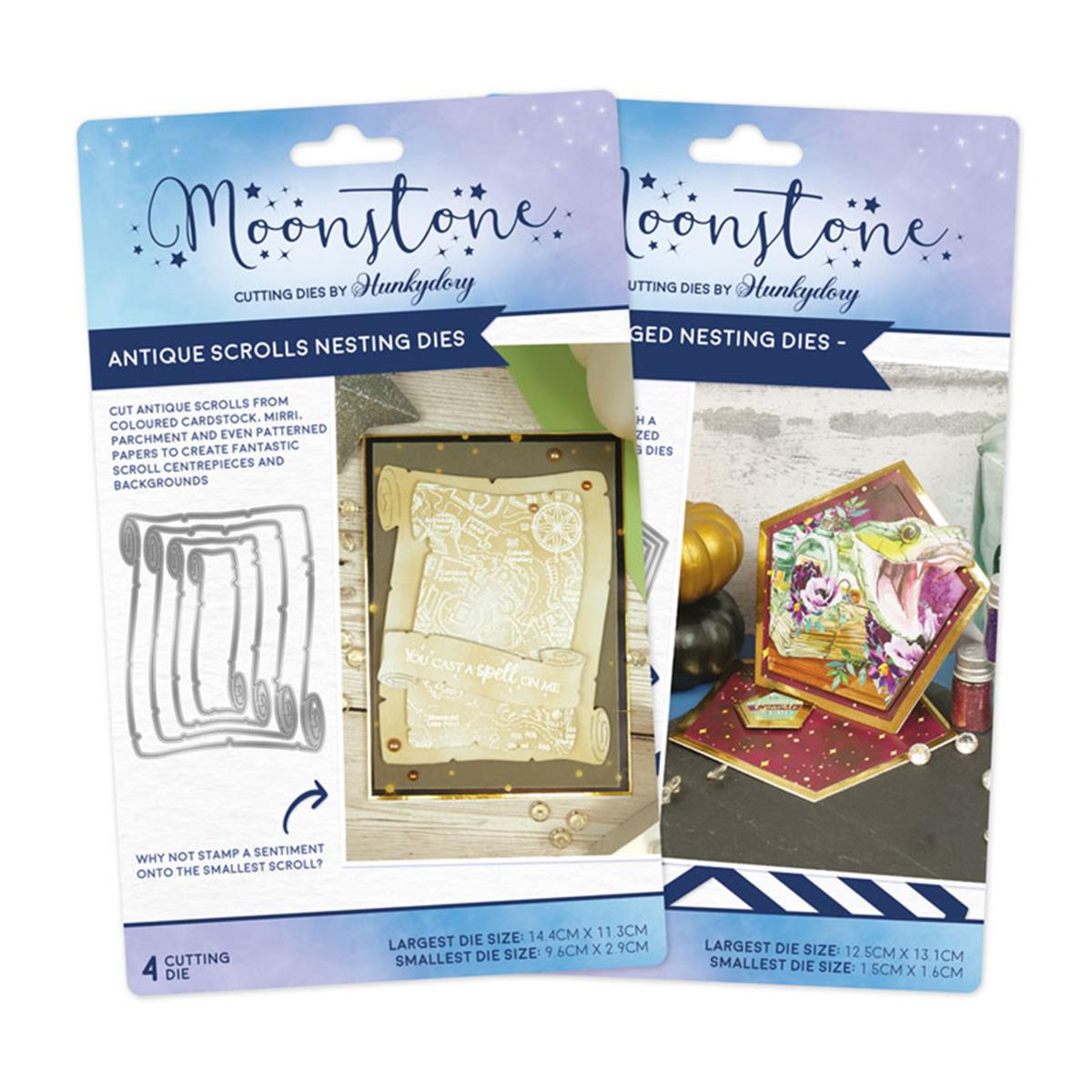 Moonstone Dies - Scrolls & Pentagons Nesting Dies Multibuy | HobbyMaker
