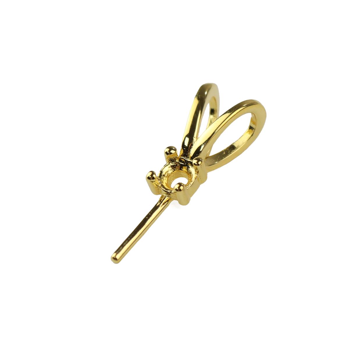 Gold Plated 925 Sterling Silver Rabbit Bail with Peg with Snap Setting ...