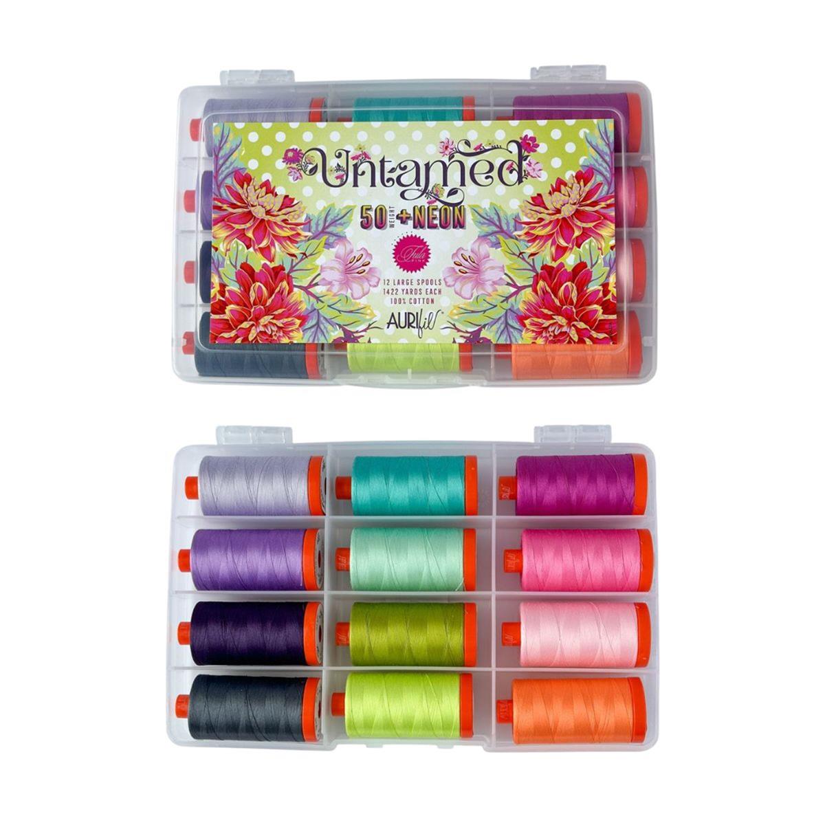 Aurifil Tula Pink Untamed Collection 12 Large 50wt Spools (12 x 1300m ...