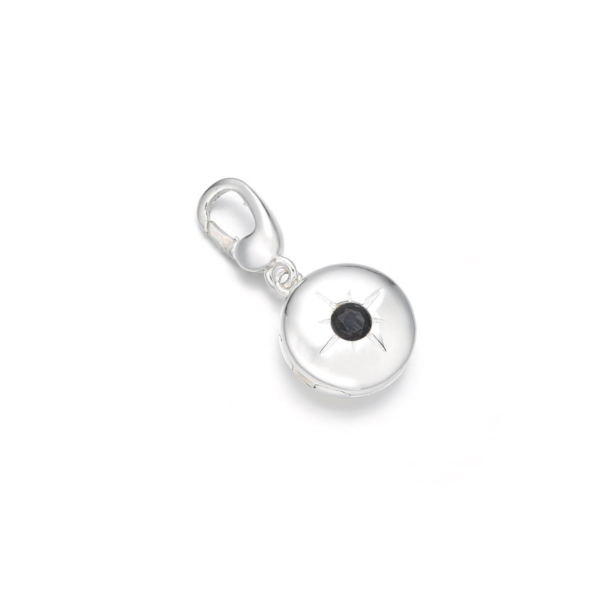 925 Sterling Silver Round Locket with 2mm Black Spinel, 11mm x 5mm ...