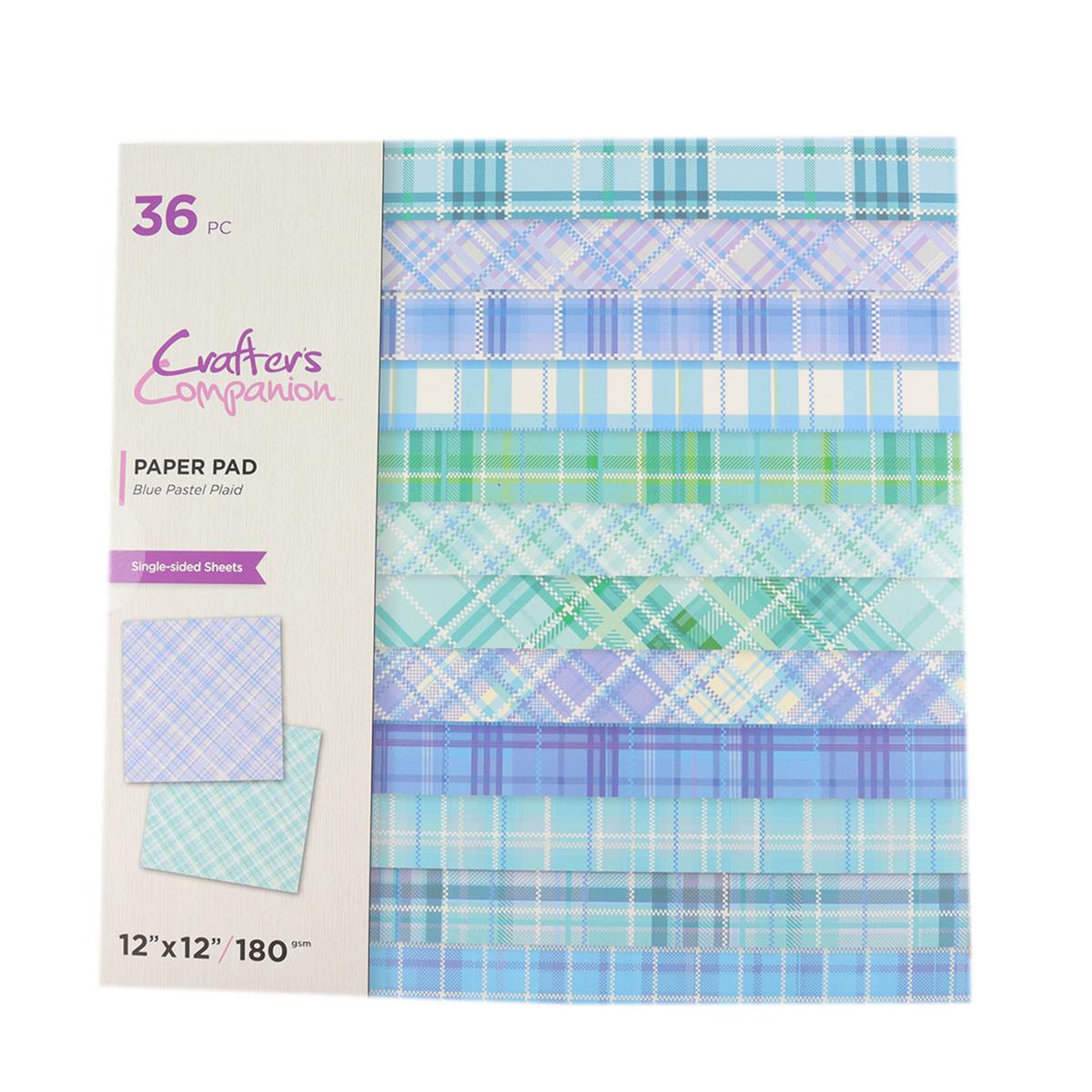 Brand New Crafters Companion 12x12'' Paper Pad - Blue Pastel Plaid - 12 ...