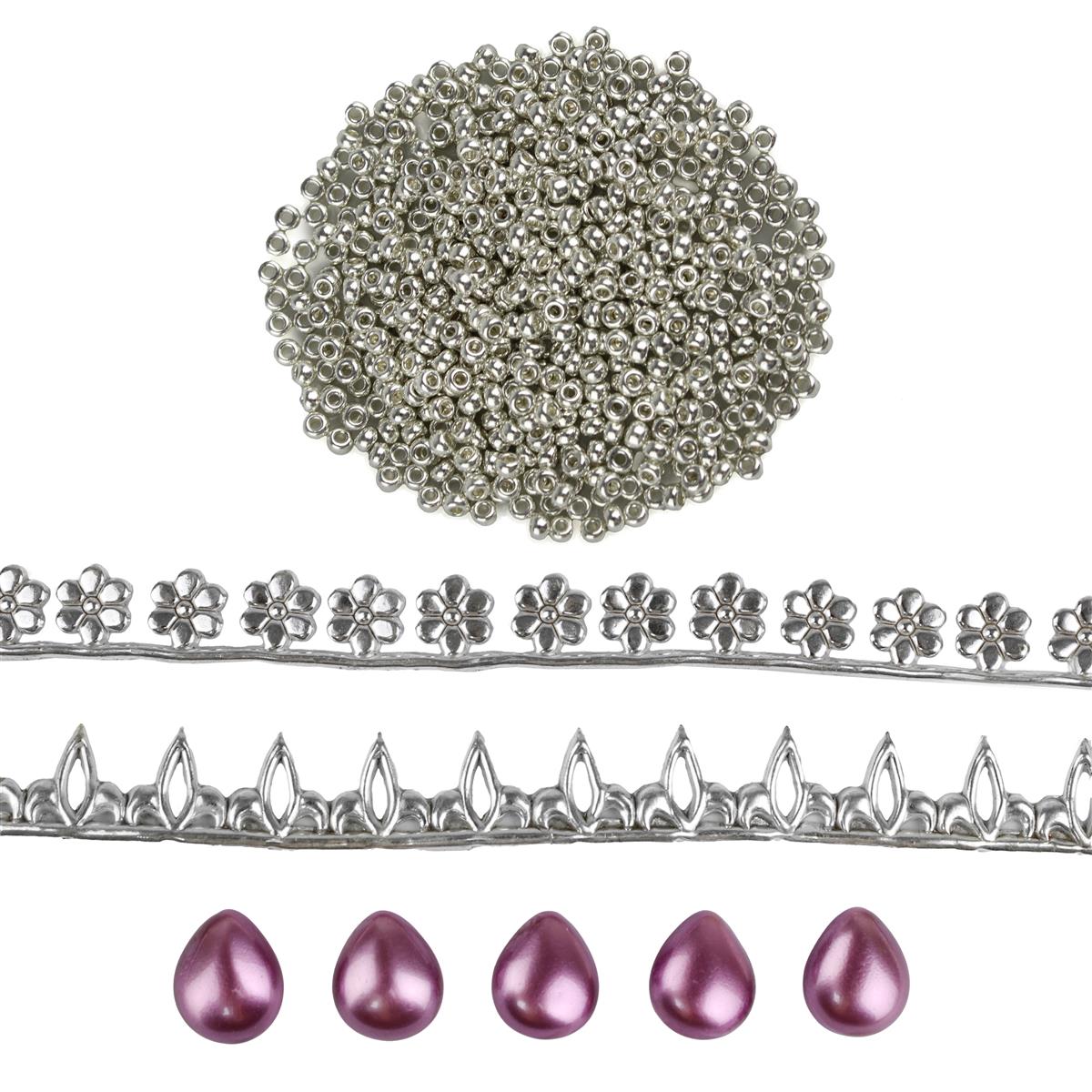 Silver Plated Base Metal Gallery Wire, Purple Cabochon Shell Pearl ...