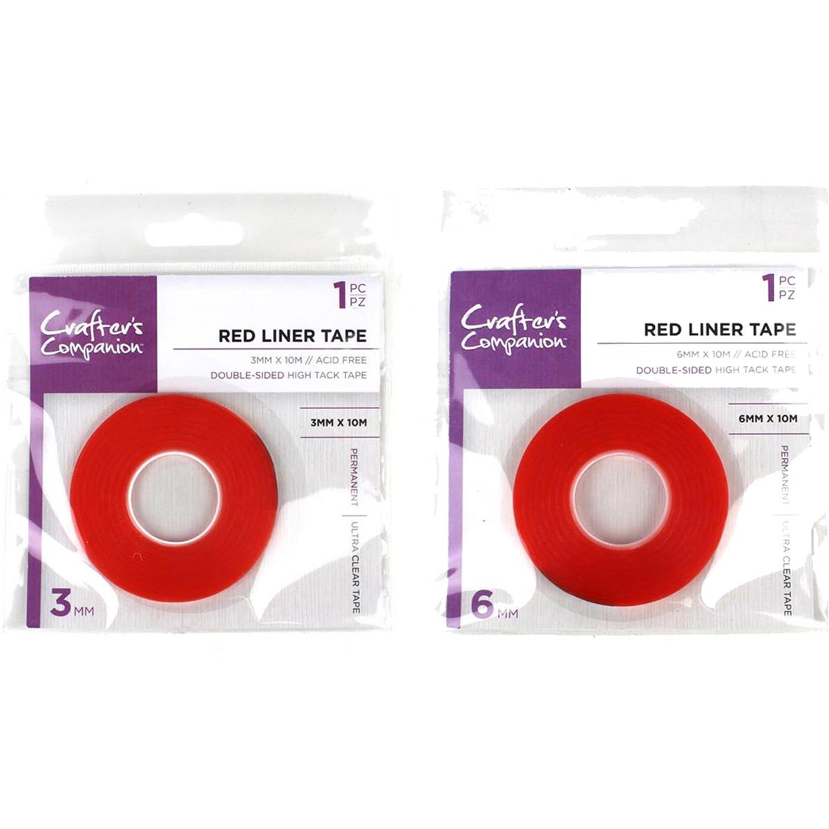 Crafters Companion - Red Liner Double Sided Tape - 3mm & 6mm | HobbyMaker