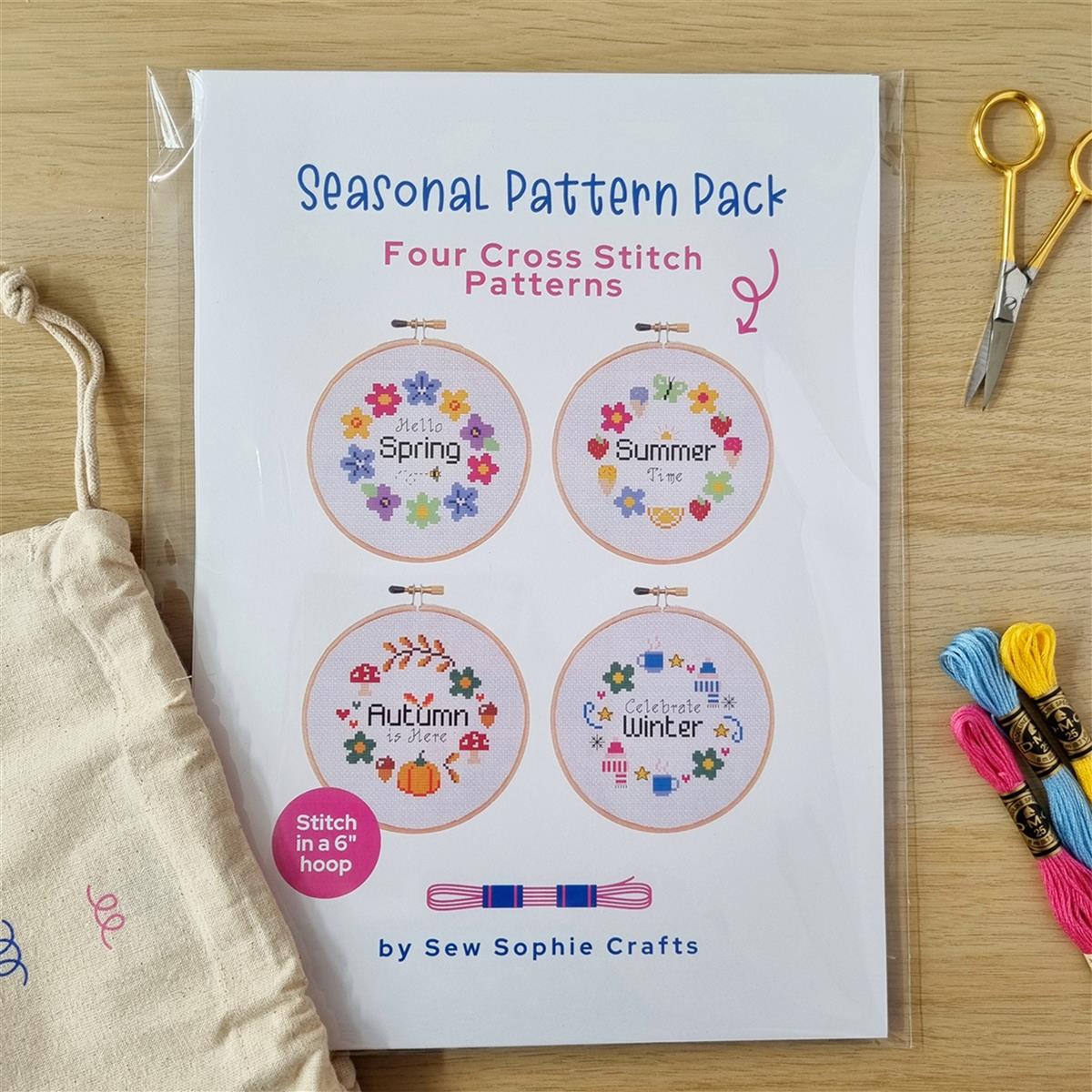Sew Sophie Crafts - Cross Stitch Pattern Pack -Seasons | HobbyMaker