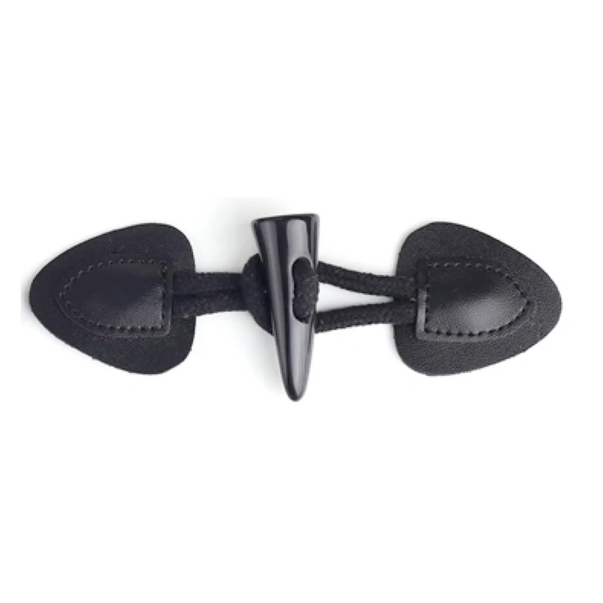 Black Faux Leather Tapered Toggle Clothing Fastener | SewingStreet