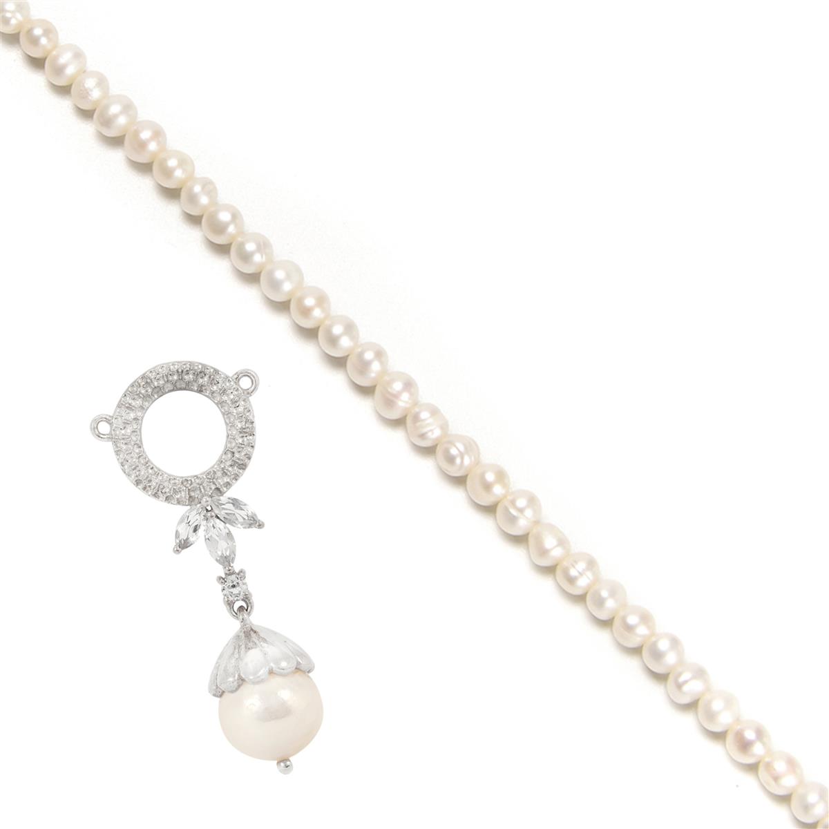 925 Sterling Silver Pendent/Connector with White Topaz & White ...