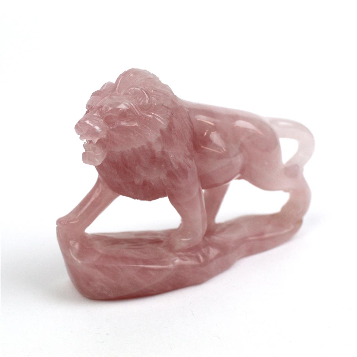 Min 4 Rose Quartz Lion with Base | JewelleryMaker