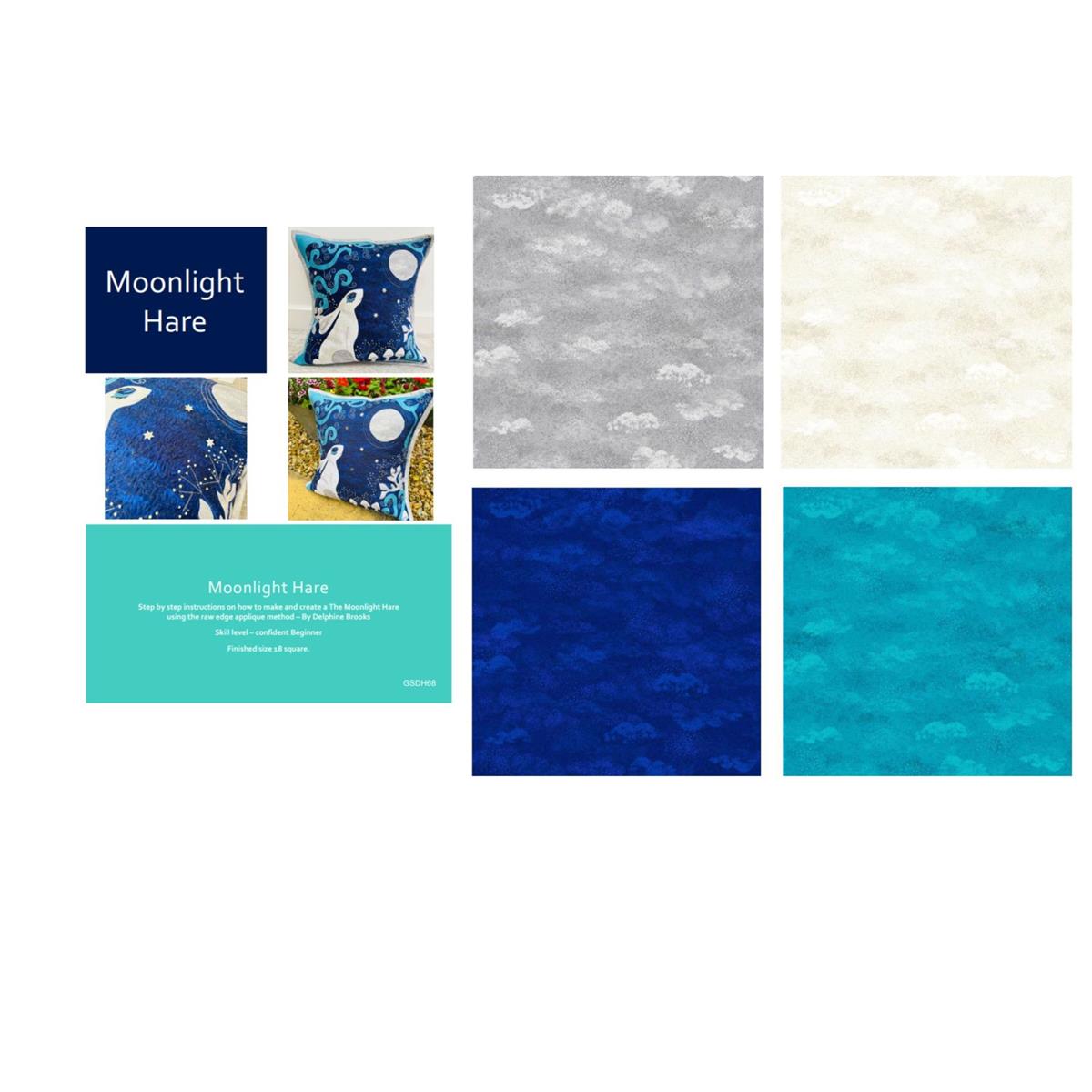 Delphine Brooks' Moonlight Hare Cushion Kit: Instructions & 4 FQ's ...