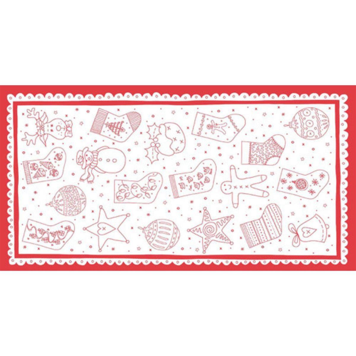 Mandy Shaw Redwork Christmas Collection Bunting Panel 0.6m | SewingStreet