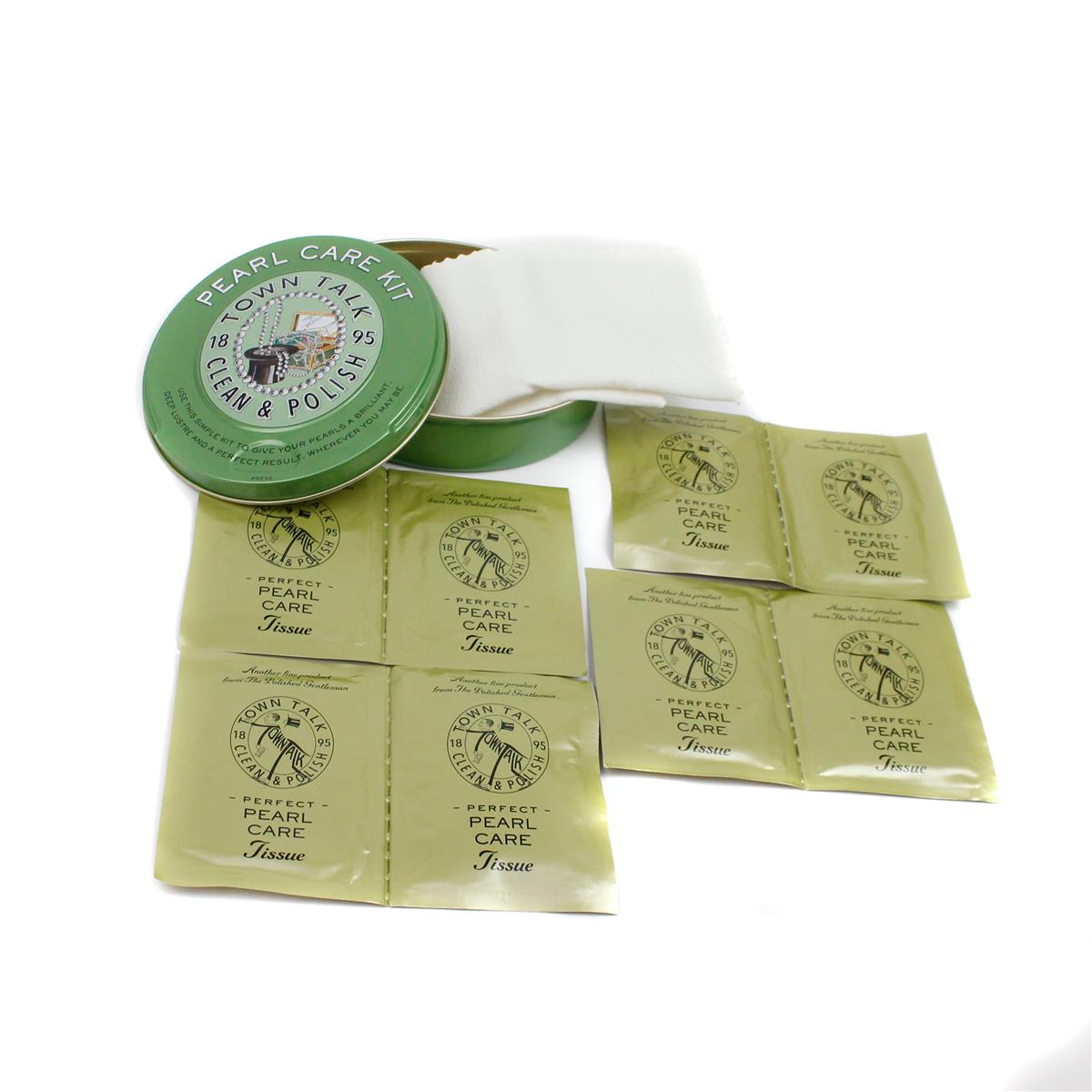 Town Talk Pearl Care Kit Tin - 1 Microfibre Cloth, 8 Sachets ...