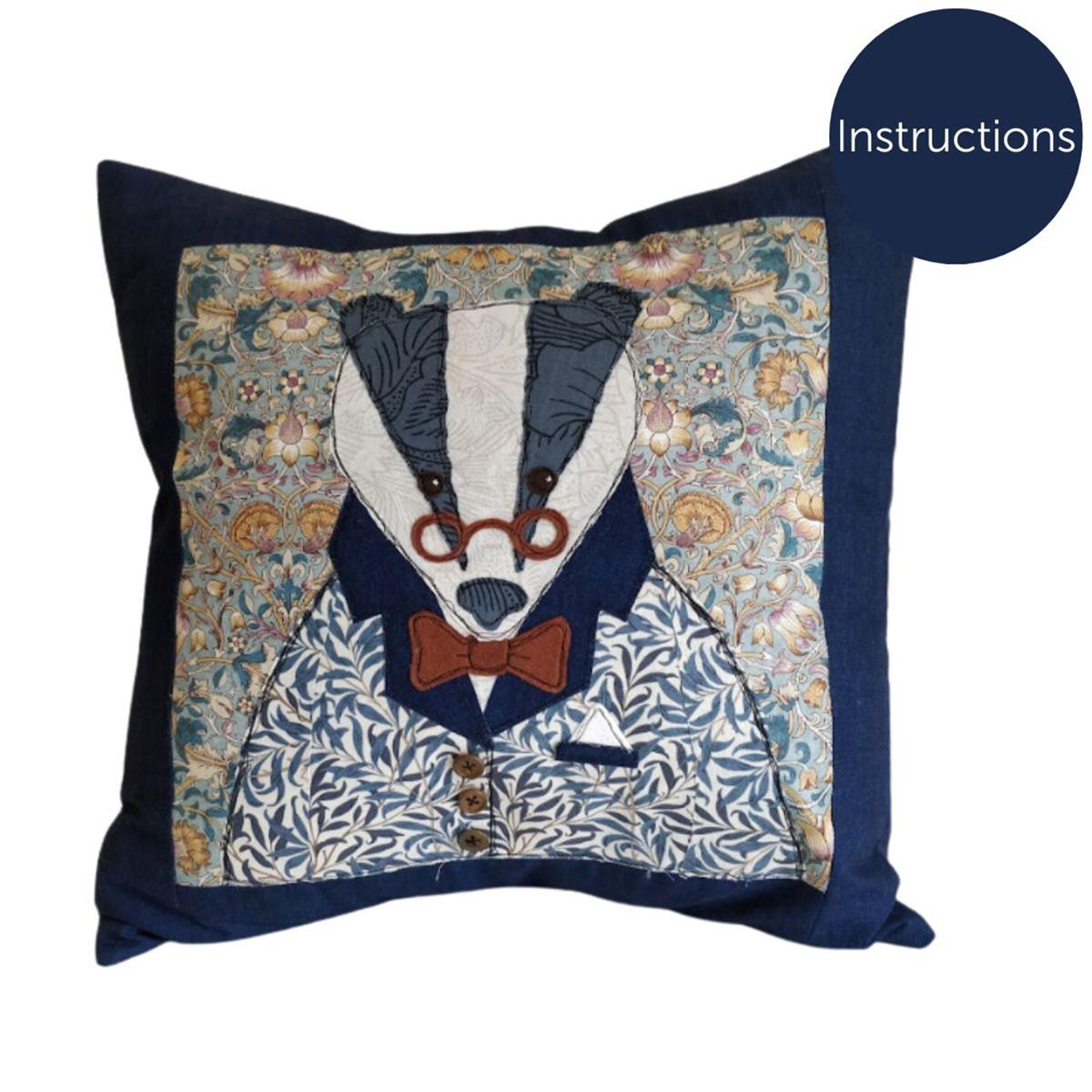 Helen Newton Mr Badger Applique Cushion Instructions | SewingStreet