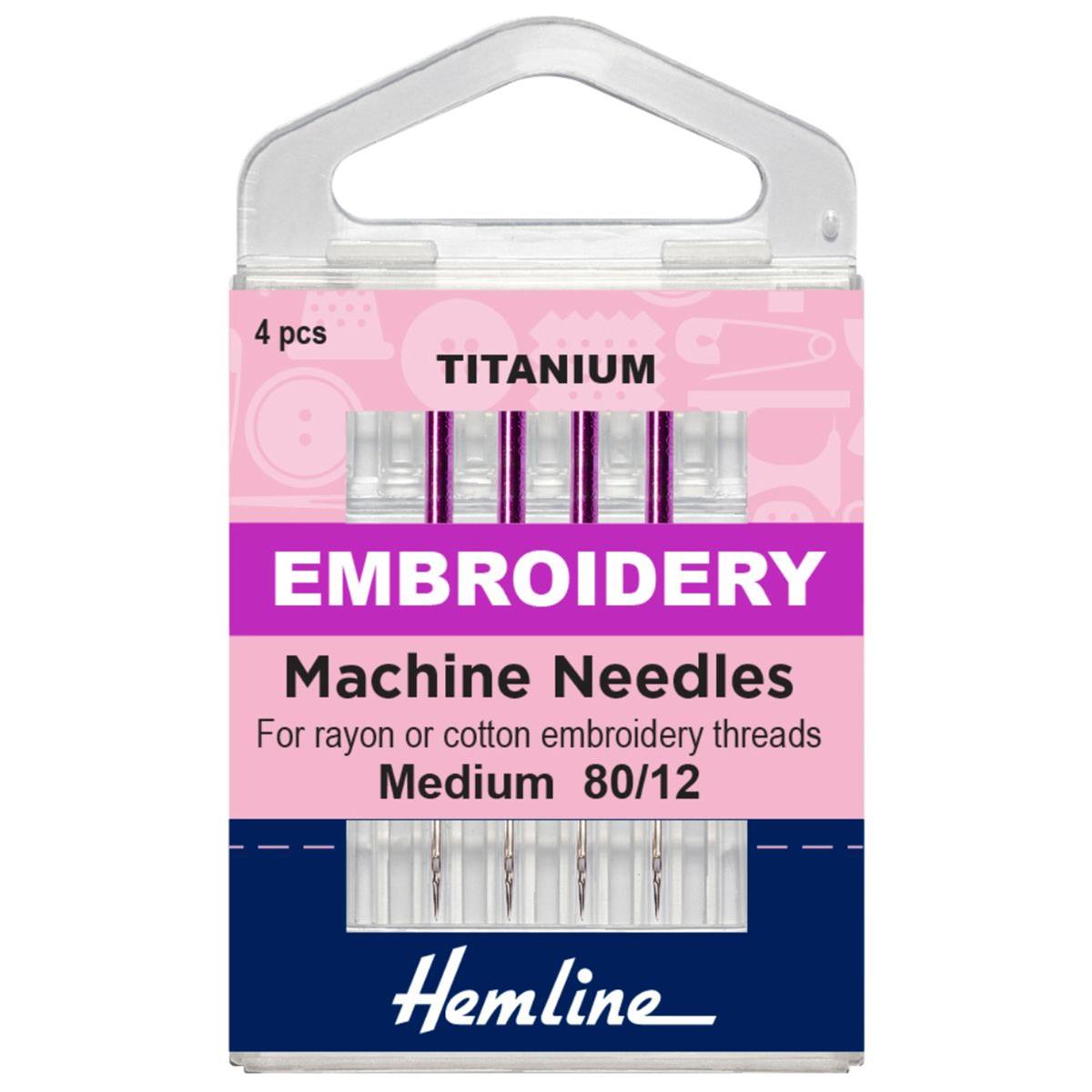 Hemline Sewing Machine Needles Titanium Embroidery Pack of 4 | SewingStreet