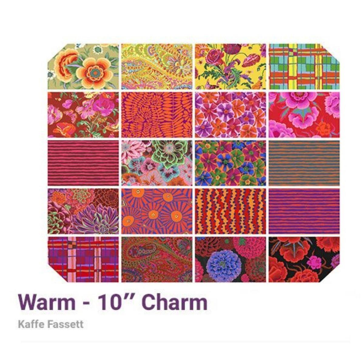 Kaffe Fassett Collective Warm 10 Charm Pack of 42 Pieces | SewingStreet
