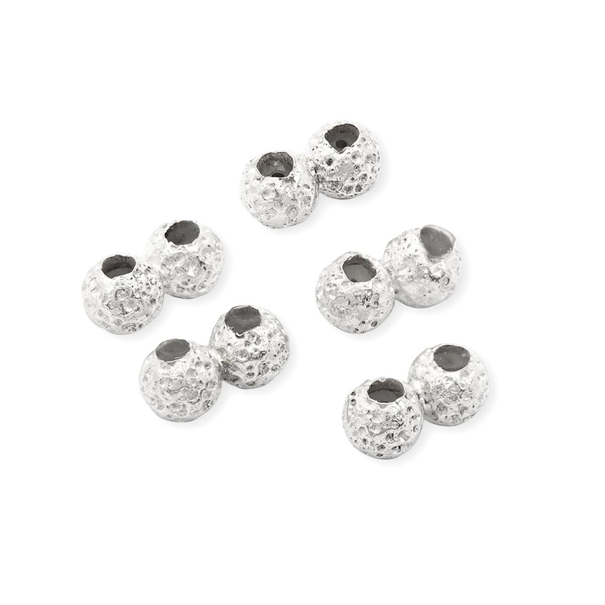 925 Sterling Silver Texture Double Bead Stoppers, Approx 5x10mm, 5pcs ...