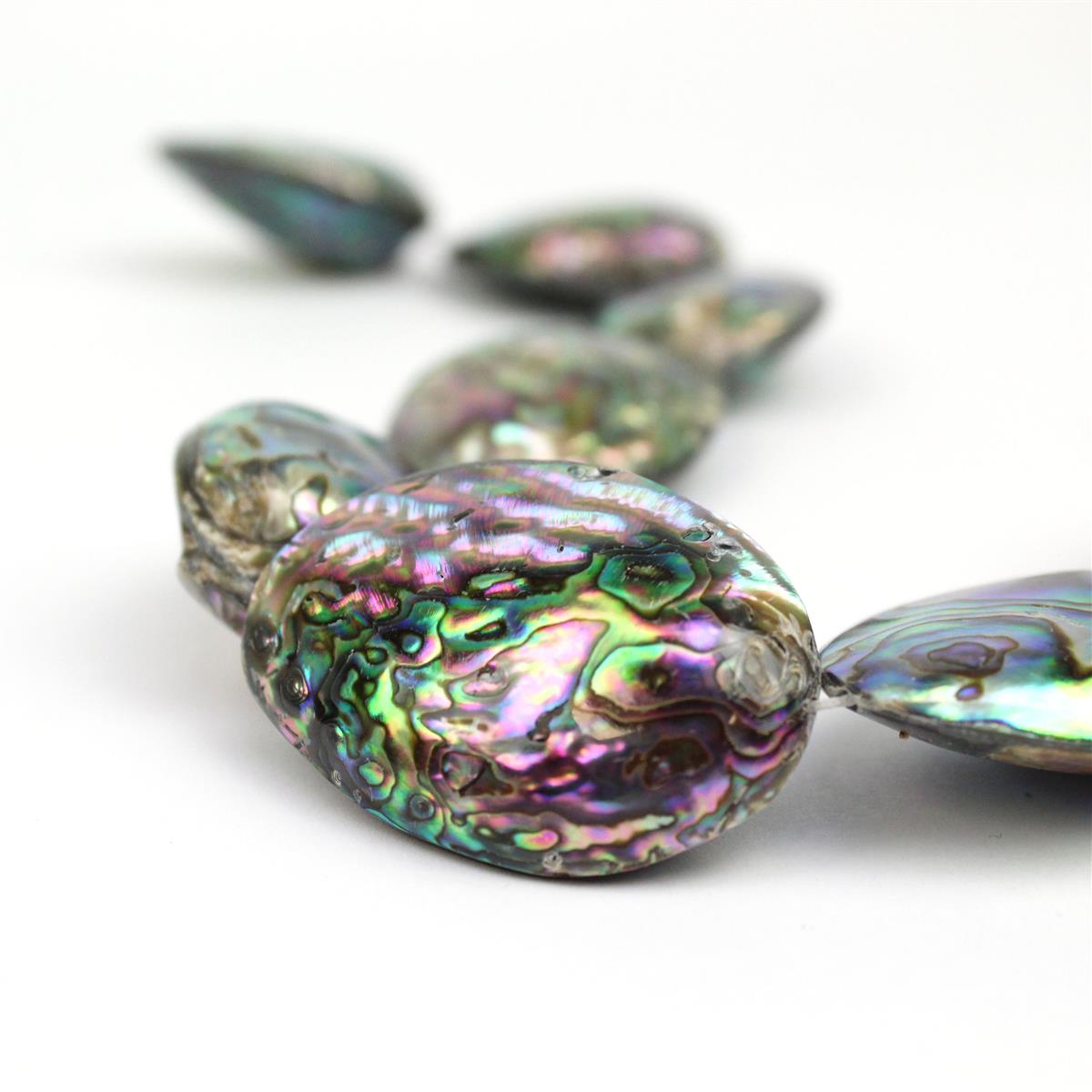 Abalone Shells Approx 38x28 to 46x32mm, 38cm strand | JewelleryMaker